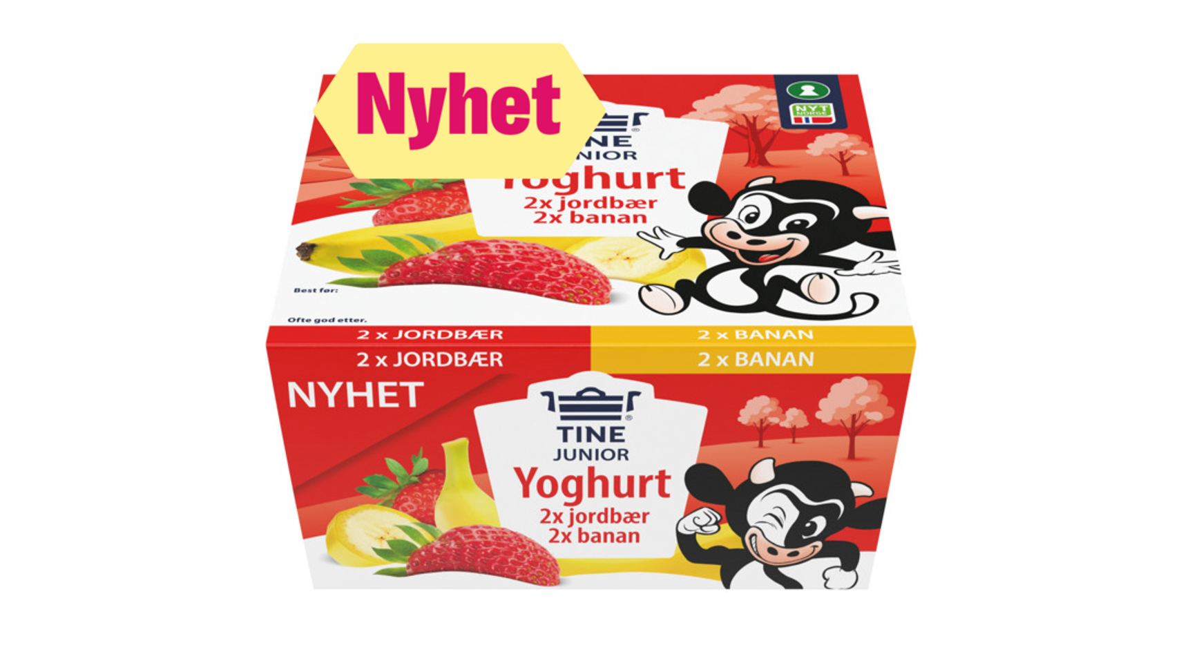 Tine Junior Yoghurt Jordb/ Banan 125g | 4stk - foodora.no
